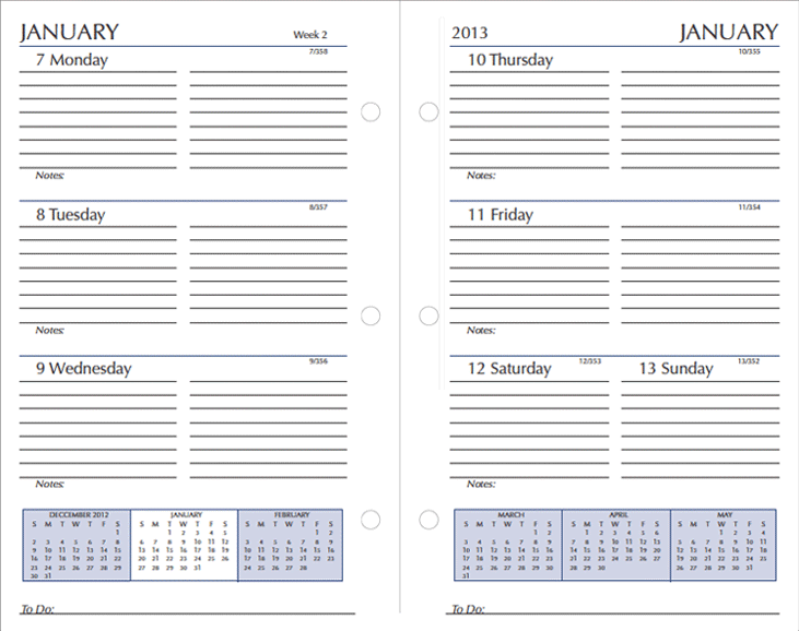 Organizer Calendar Inserts, 2021 Loose Leaf Refills